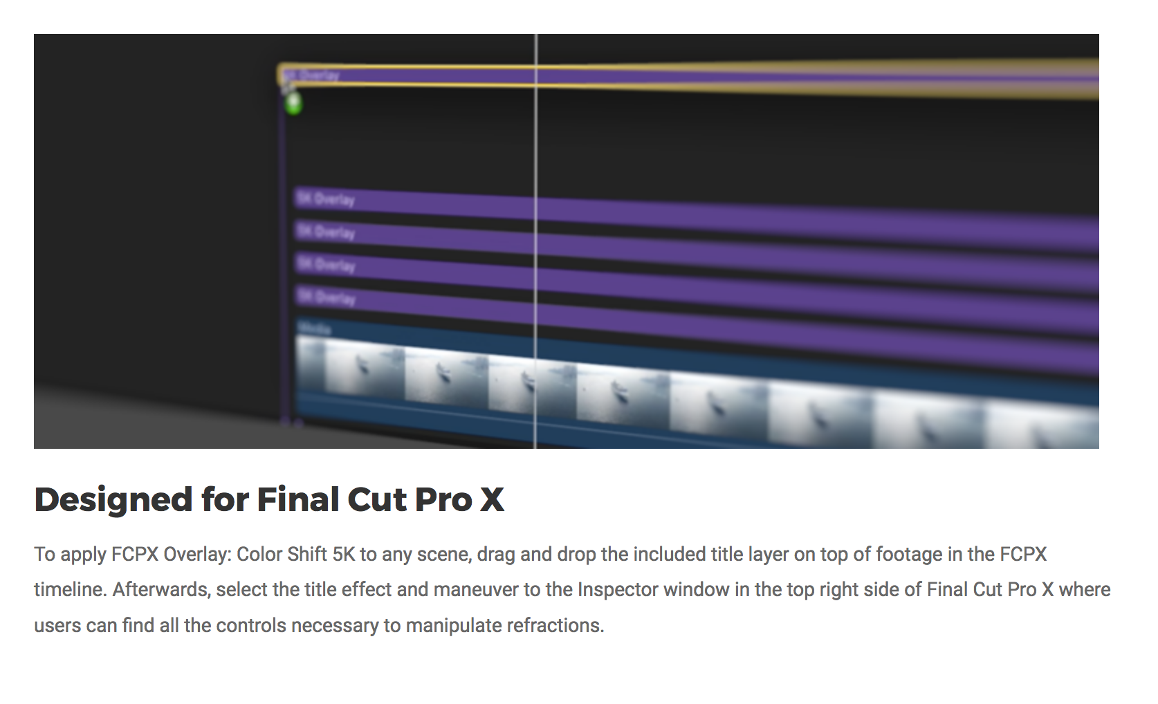 FCPX Overlay Color Shift 5K was Released by Pixel Film Studios for FCPX Editors